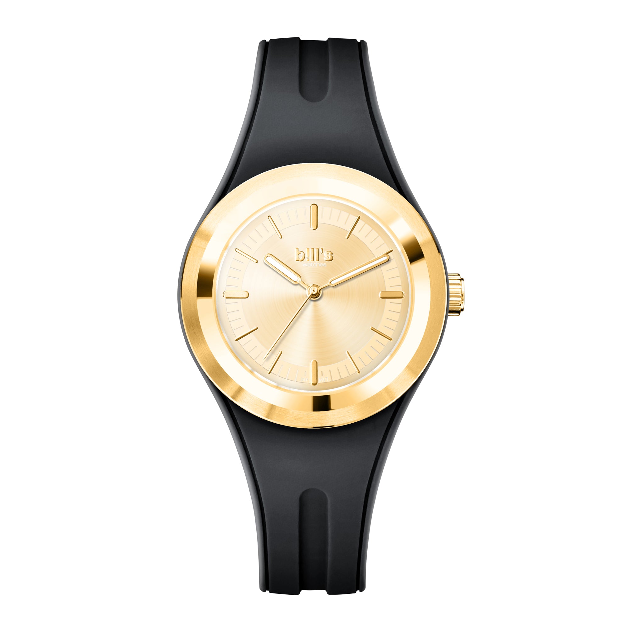 Twist 37 Silicone Watch - Black / Full Gold – bills-store.com